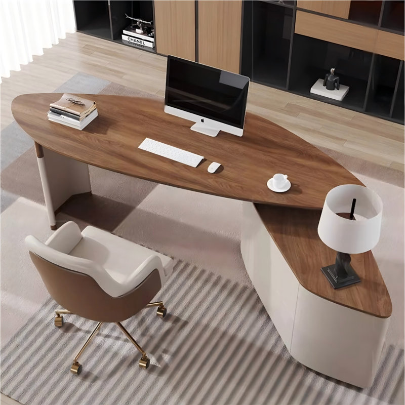 Tha Dream Team Modern Unique Solid Wood Desk with Side Cabinet Wayfair Canada